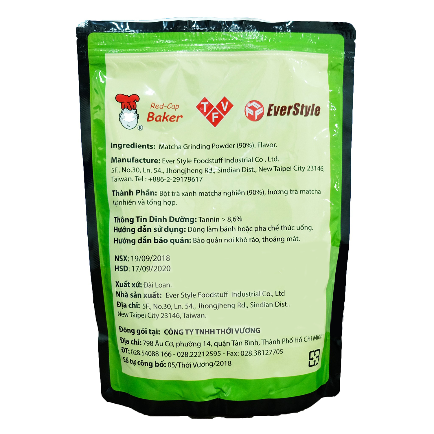 Bột Trà Xanh Matcha Đài Loan Everstyle - Loại 0.5kg - Nguyên liệu pha ...